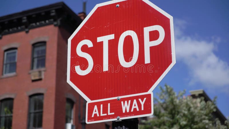 Stop Road Sign in New York City. Stock Video - Video of american ...