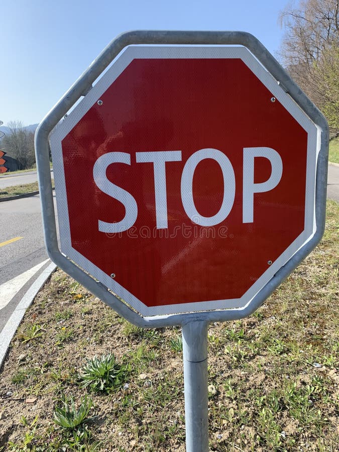 Stop Road Sign. stock image. Image of painted, white - 177714255