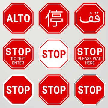 Stop Sign Spanish Stock Illustrations – 262 Stop Sign Spanish Stock ...