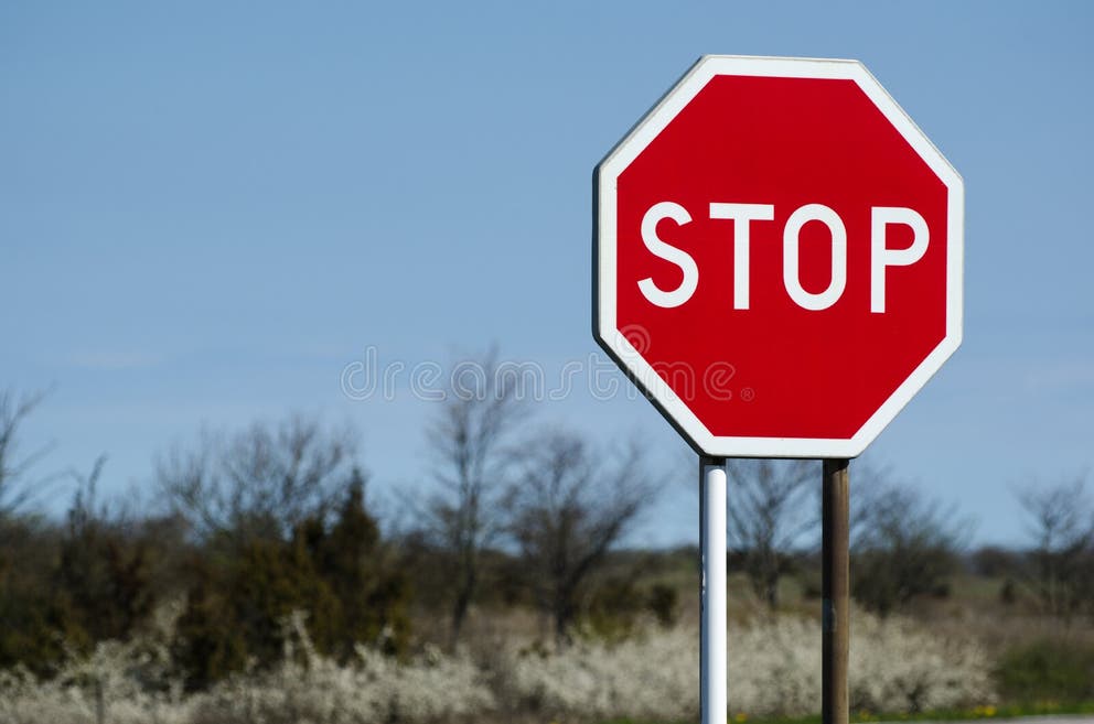 Stop Roadsign with Nature Background Stock Photo - Image of roadside ...