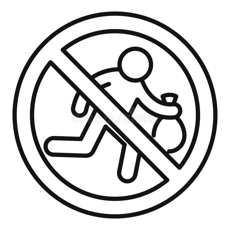 Stop Robbery Run Icon Outline Vector. Secure Crime Stock Illustration ...