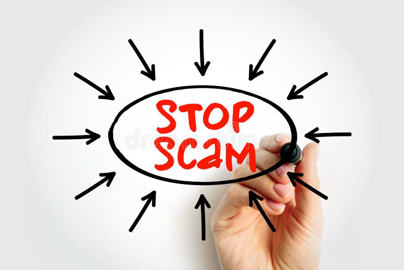 Stop Scam Text with Arrows, Concept for Presentations and Reports Stock ...