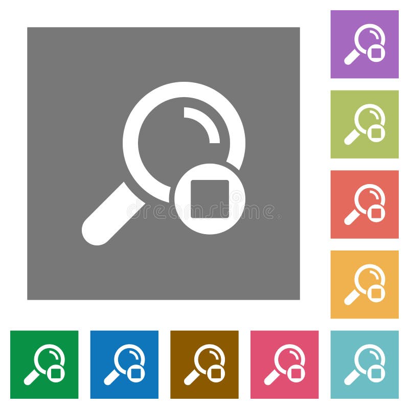 Stop Search Square Flat Icons Stock Vector - Illustration of rectangle ...