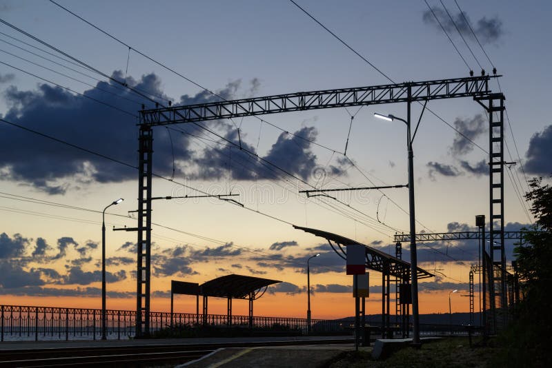 Stop of a Shuttle Train without People on the Background of a Beautiful ...