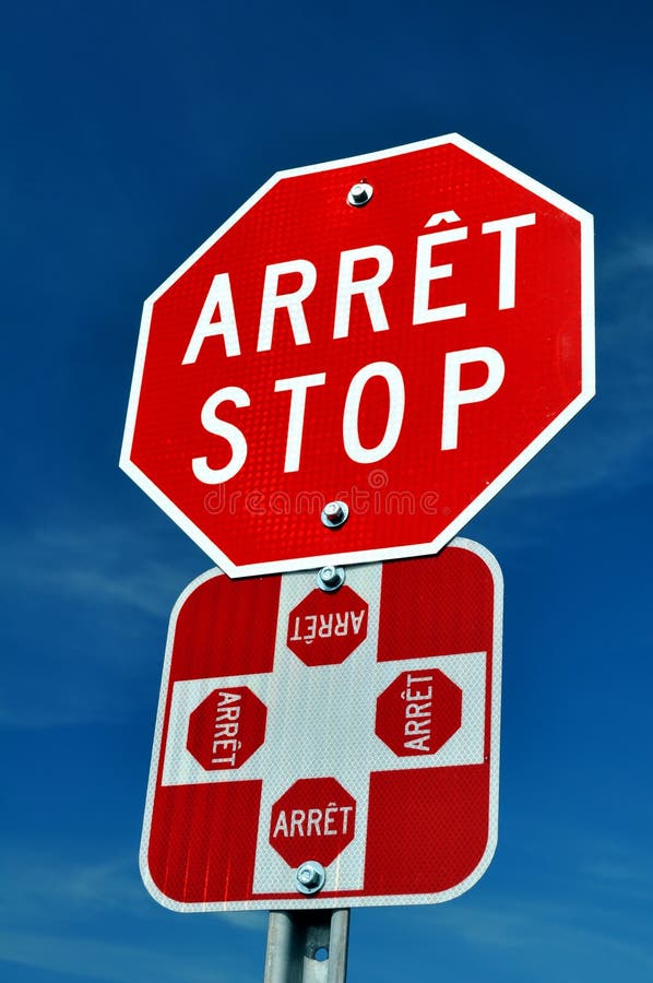 Stop Arret Sign Red stock image. Image of french, arret - 25884023