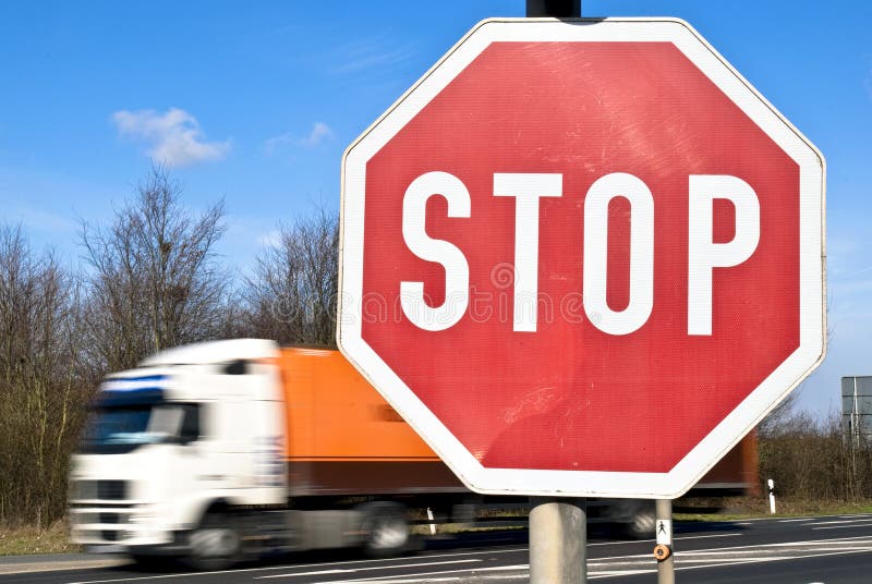 Stop sign stock image. Image of stop, trunk, crossroad - 12213591