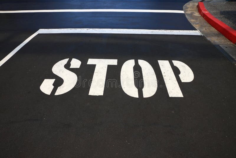 Pavement Stop Sign stock image. Image of asphalt, road - 5978801