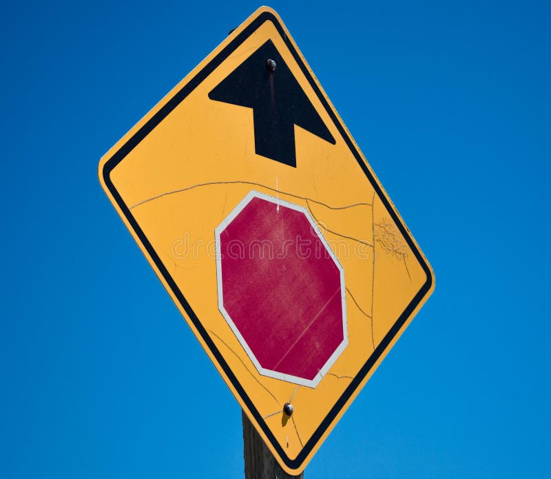 Stop Sign Ahead stock photo. Image of yellow, bright - 94933818