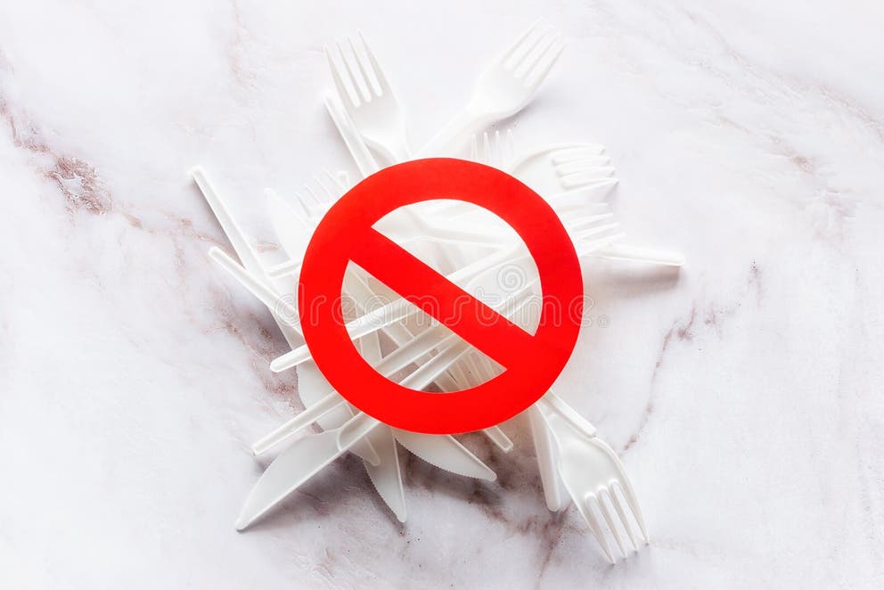 Stop Sign, Ban on Disposable Plastic Tableware Concept Stop Plastic ...