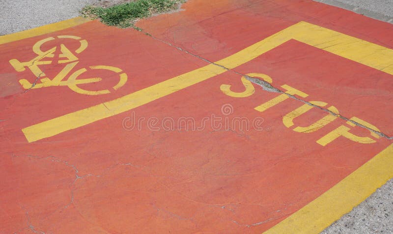 Stop Sign on the Bicycle Road Stock Photo - Image of outdoors, stop ...