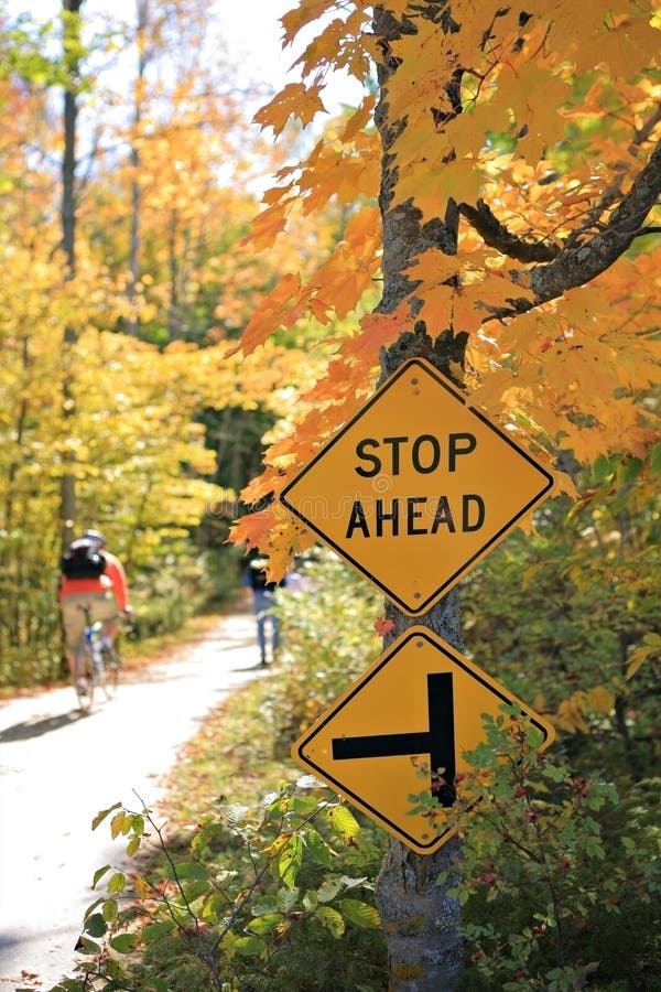 Stop Sign by the Bike Trail Stock Image - Image of walk, public: 6721637