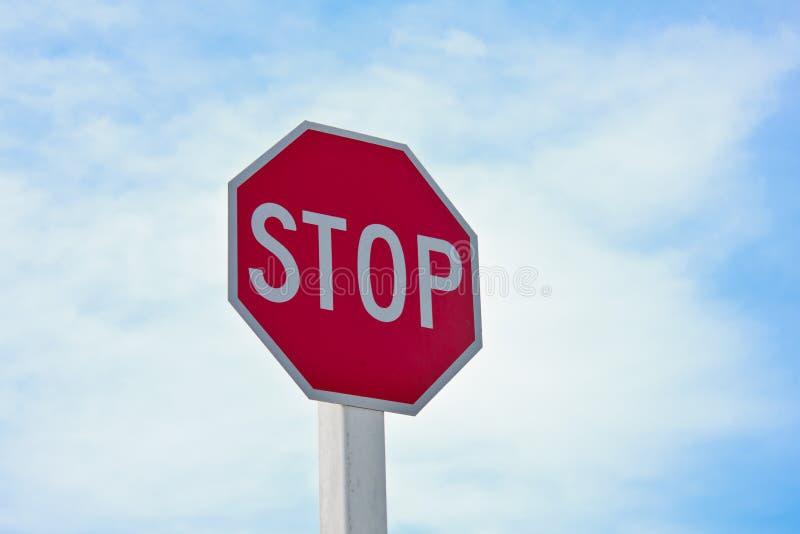 Stop Sign Blue Sky Background. Stock Image - Image of post, signage ...