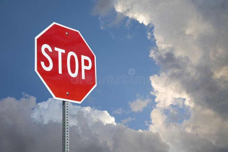 Stop Sign with Blue Sky and Storm Clouds Stock Photo - Image of blue ...