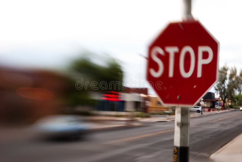 Stop Sign Blurred Traffic stock image. Image of direction - 20839371