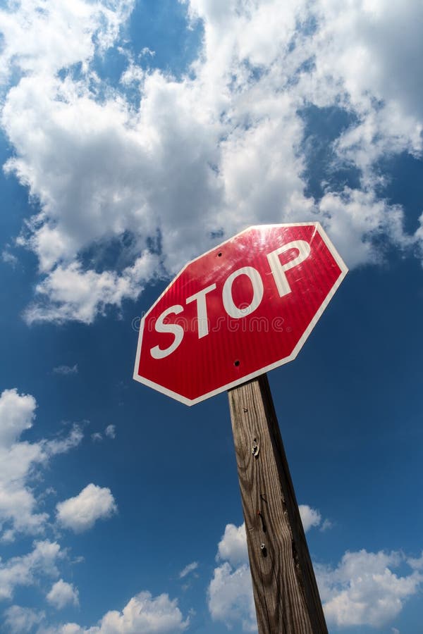 Stop Sign Blue Sky stock photo. Image of summer, blue - 192612850