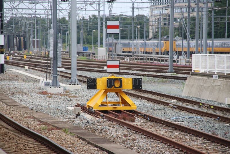 Buffer Stop on the Railroad Track Along a Platform at the Rotterdam ...