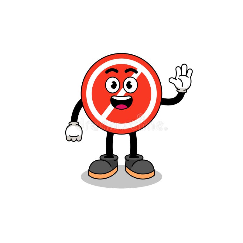 Stop Sign Cartoon Doing Wave Hand Gesture Stock Vector - Illustration ...