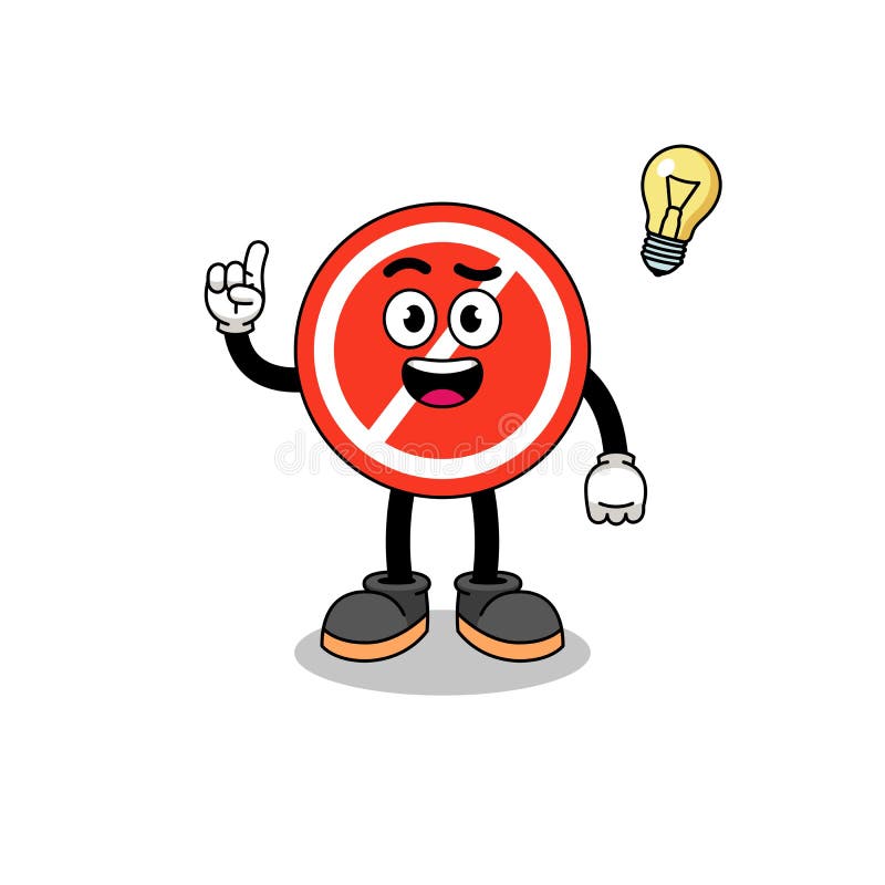Stop Sign Cartoon with Get an Idea Pose Stock Vector - Illustration of ...