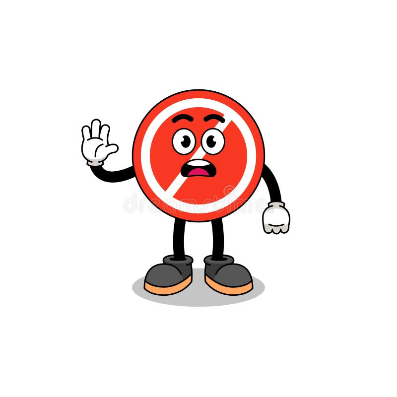 Stop Sign Cartoon Illustration Doing Stop Hand Stock Vector ...