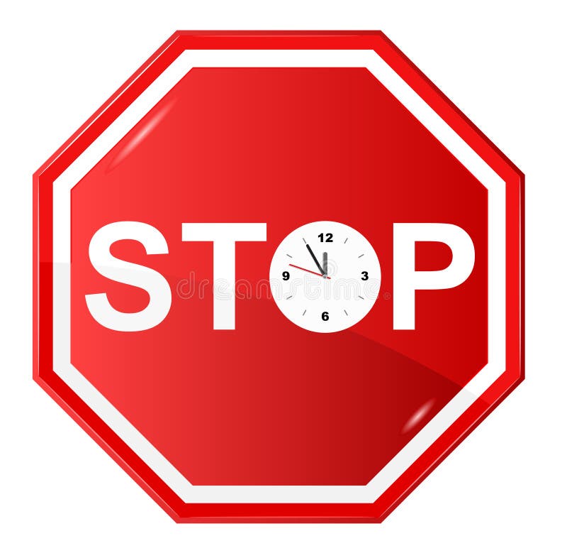 Stop sign with clock stock vector. Illustration of road - 33668735