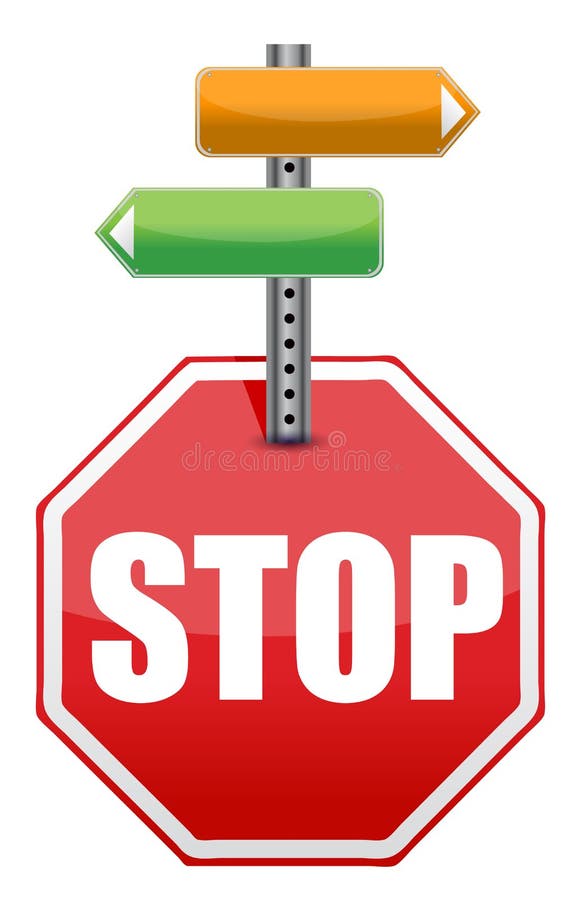 Stop Sign with Color Arrows Stock Illustration - Illustration of clear ...