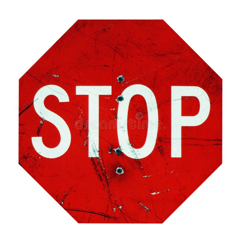 Stop Sign Enforced with Bullet Holes Stock Image - Image of rule, fire ...