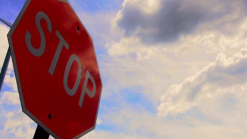 Stop Sign with Fast Moving Clouds Stock Footage - Video of blue ...
