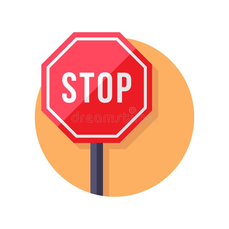 Stop Sign, Flat Design Vector Illustration Stock Vector - Illustration ...