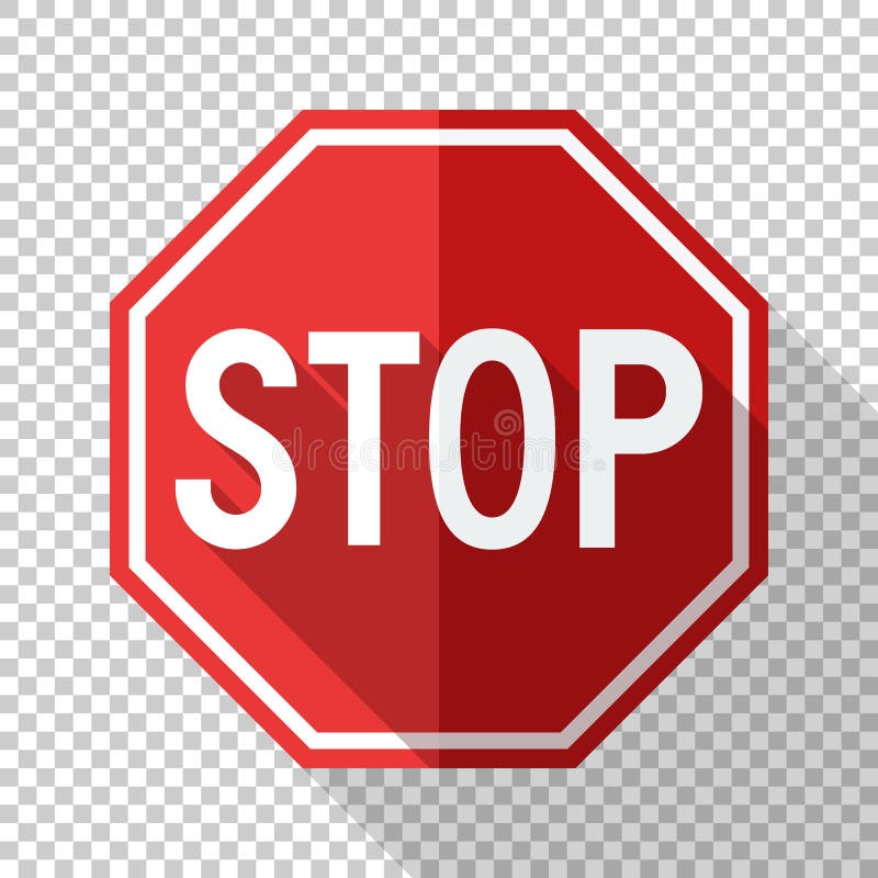Stop Sign in Flat Style on Transparent Background Stock Vector ...