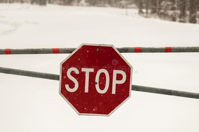 Stop sign stock image. Image of detail, road, snowfall - 39154261