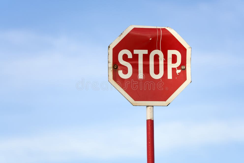 Stop Sign in Front of Blue Sky Stock Photo - Image of color, symbol ...