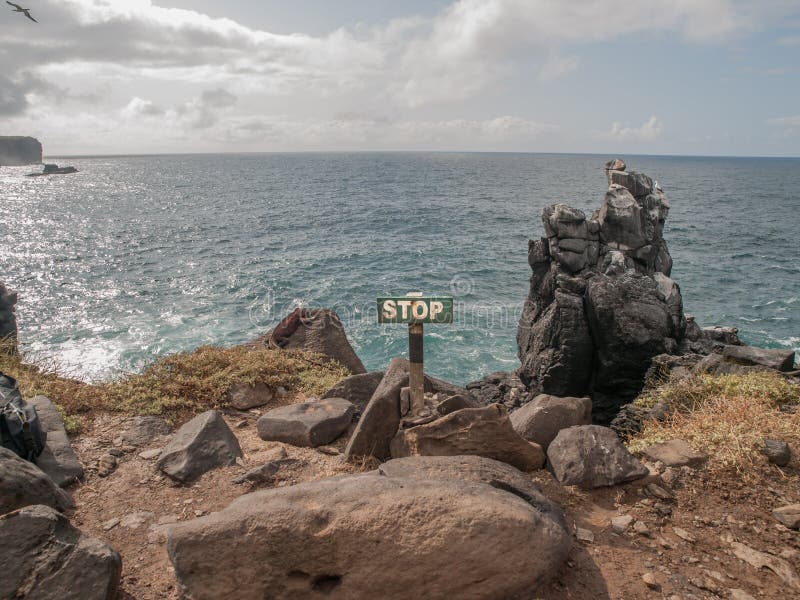 Stop Sign Galapagos Islands Stock Image - Image of black, sign: 62948641