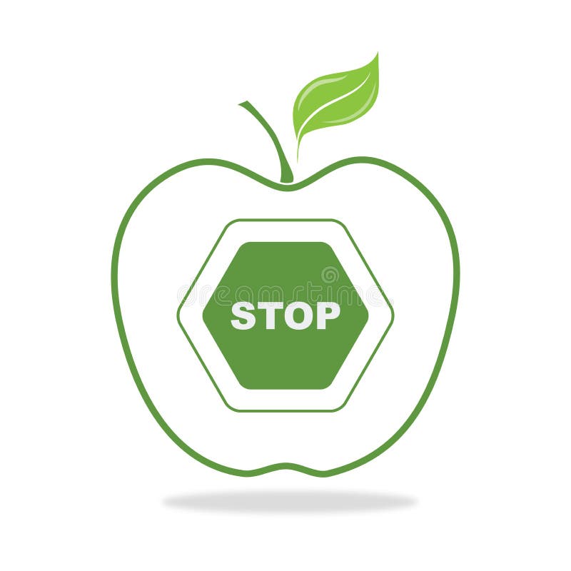 Stop sign in green apple stock vector. Illustration of text - 80789332