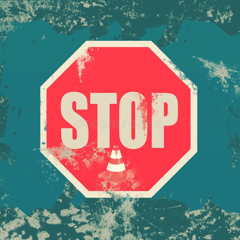 Stop Sign on Grunge Background Stock Illustration - Illustration of ...
