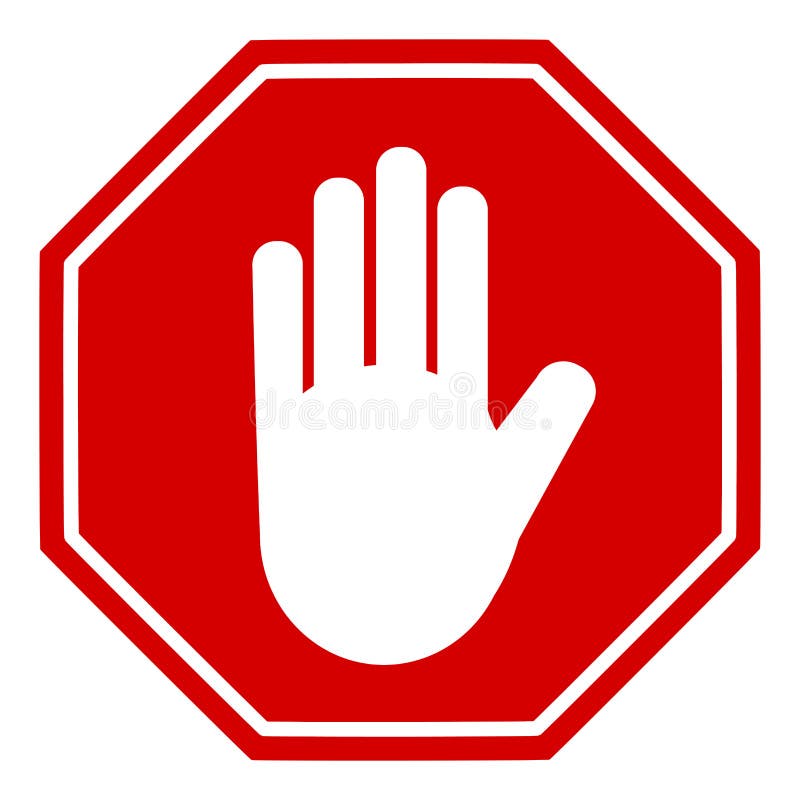Stop sign with hand stock vector. Illustration of vector - 195380086