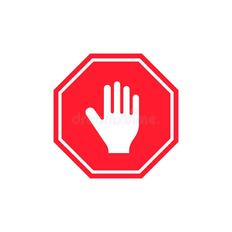 Stop Sign with Hand Palm Icon. Vector Isolated Flat Design Illustration ...