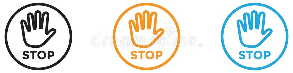Stop Sign with Hand Vector Logo Set Collection for Web App Ui Stock ...