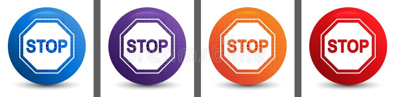 Stop Sign Icon Abstract Halftone Round Button Set Stock Vector ...