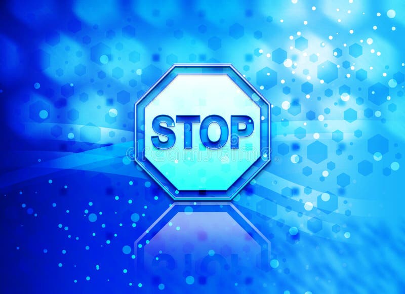 Stop Sign Icon Abstract Light Cyan Blue Hexagon Pattern Background ...