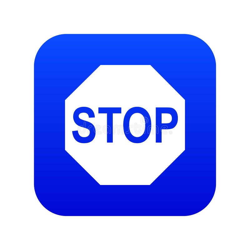 Stop Sign Icon Digital Blue Stock Vector - Illustration of highway ...