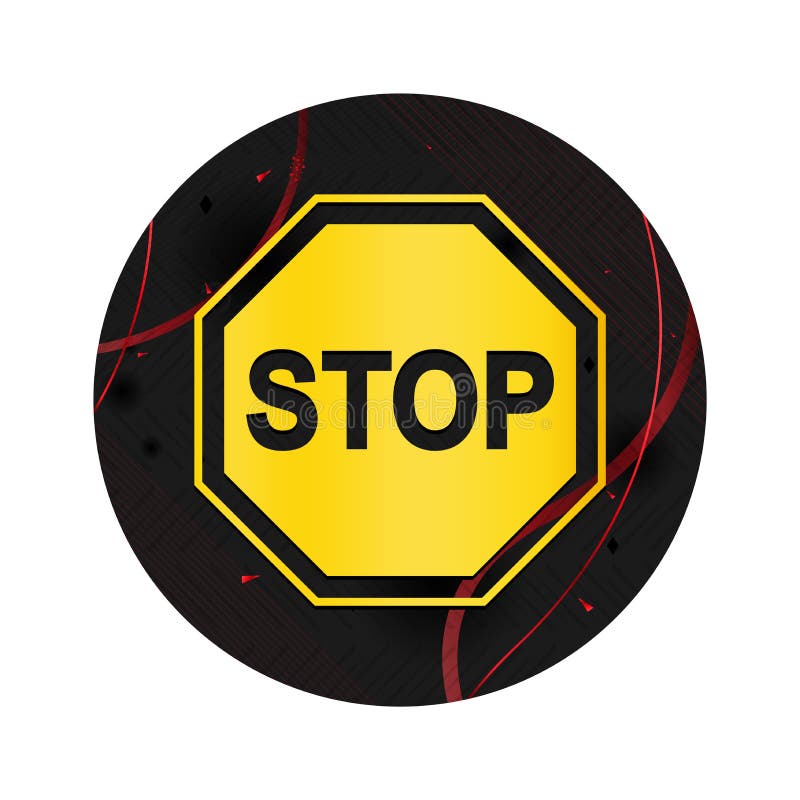 Stop Sign Icon Elegant Black Round Button Stock Vector - Illustration ...