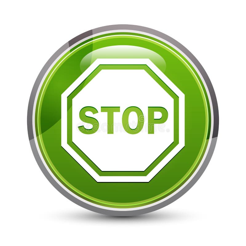 Stop Sign Icon Elegant Green Round Button Vector Illustration Stock ...