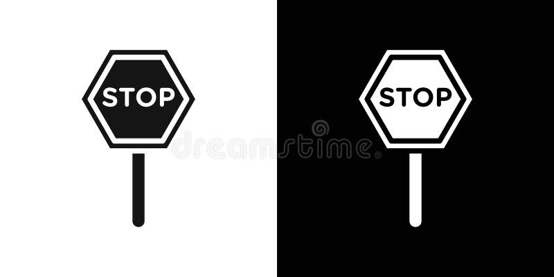 Stop Sign Icon Flat Fill Set Collection Stock Vector - Illustration of ...