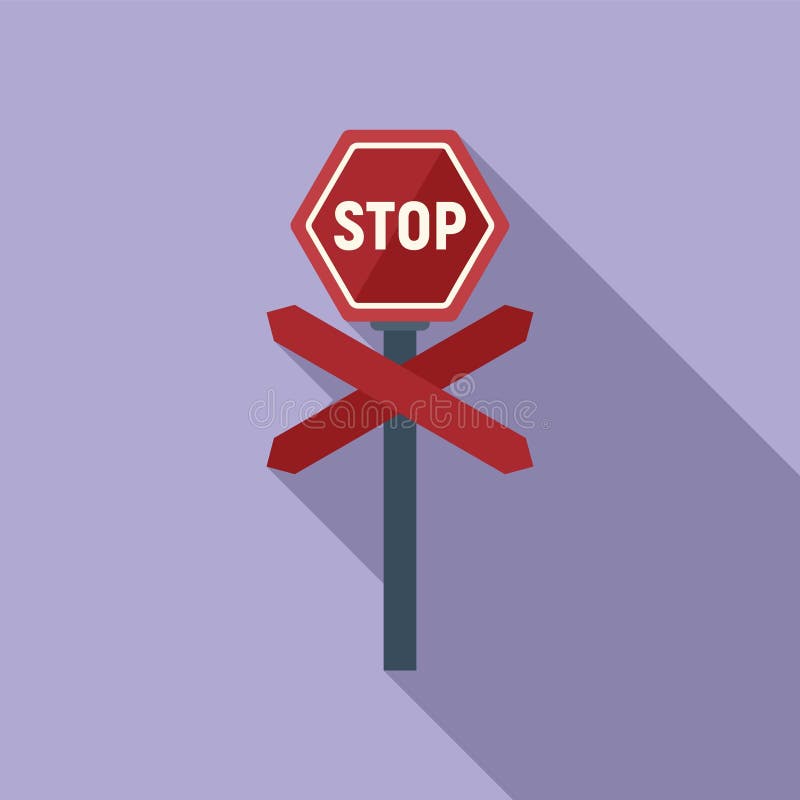 Stop Sign Icon Flat Vector. Train Road Stock Vector - Illustration of ...