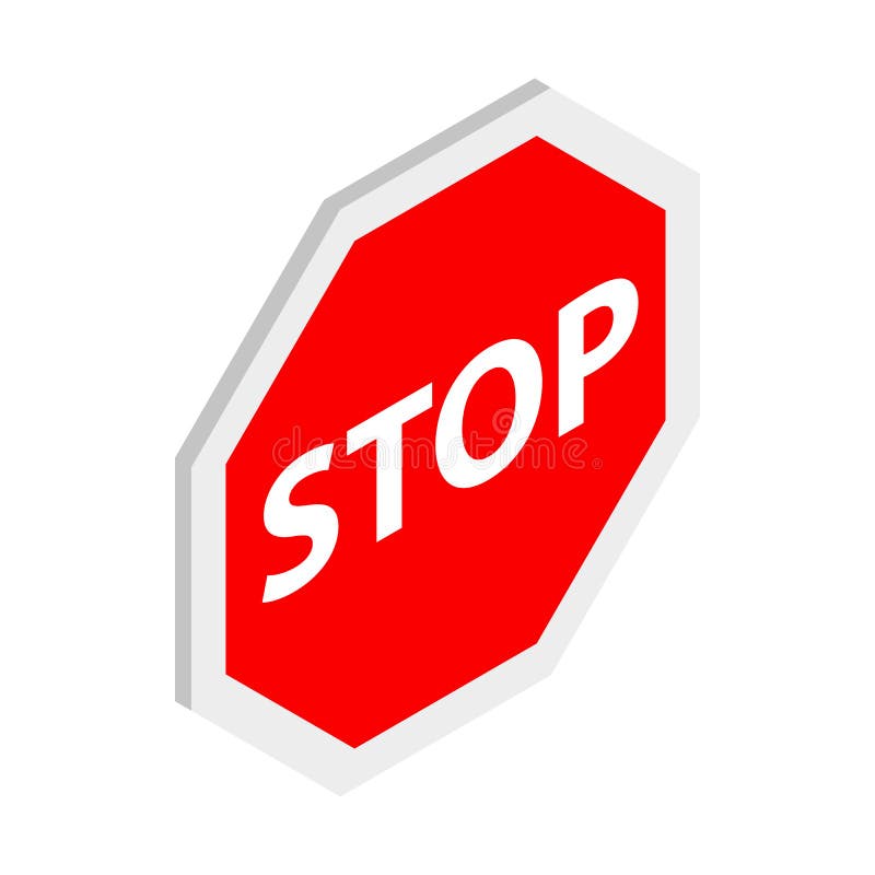 Stop Sign Icon, Isometric 3d Style Stock Vector - Illustration of ...