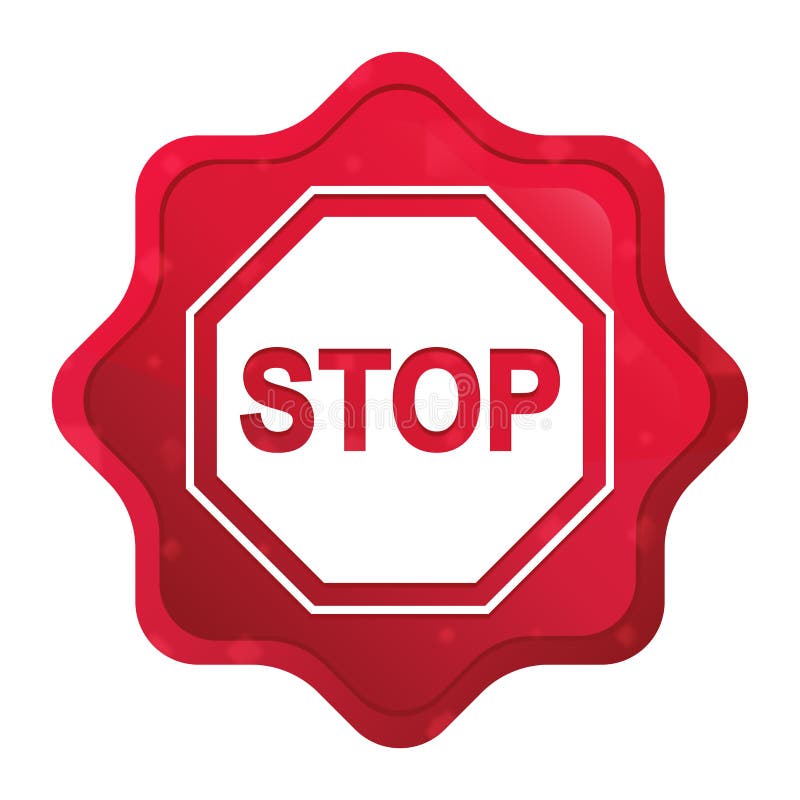 Stop Sign Icon Misty Rose Red Starburst Sticker Button Stock ...