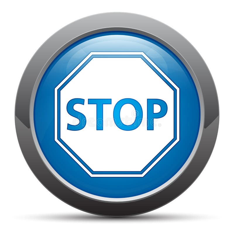 Stop Sign Icon Premium Blue Round Button Vector Illustration Stock ...