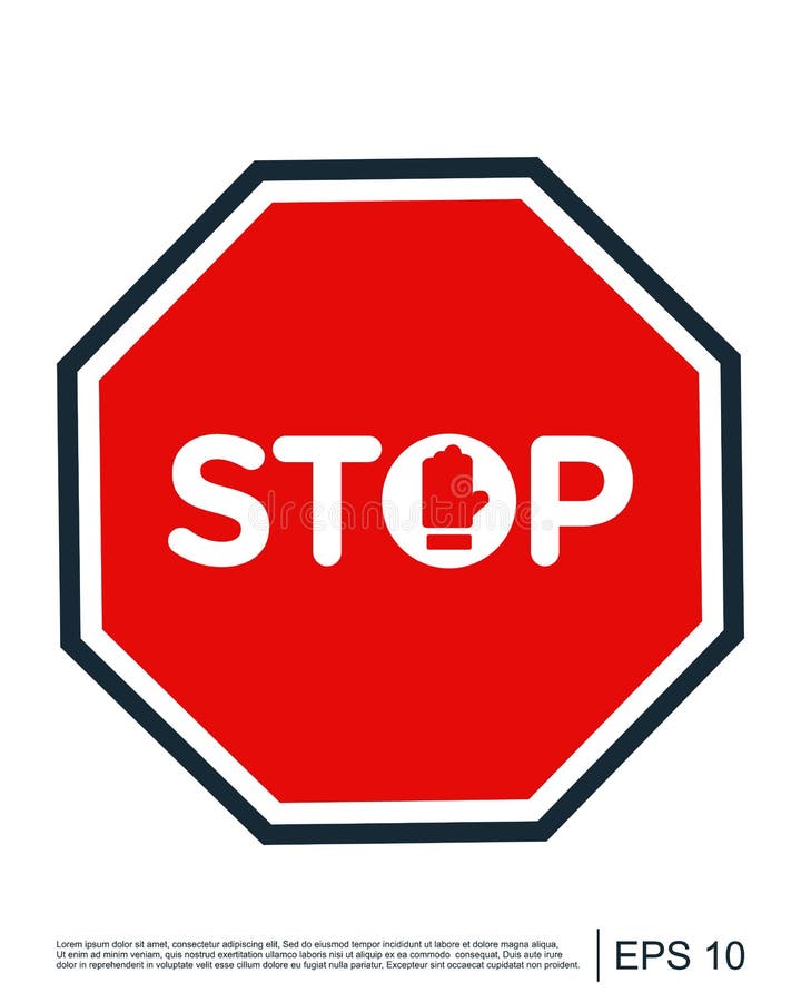 Stop Sign Icon with Text Flat Icon for Apps and Website Stock Vector ...