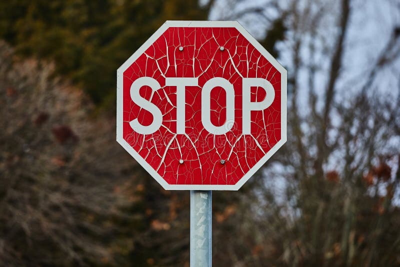 Stop Sign Broken Paint Peeling Stock Photos - Free & Royalty-Free Stock ...