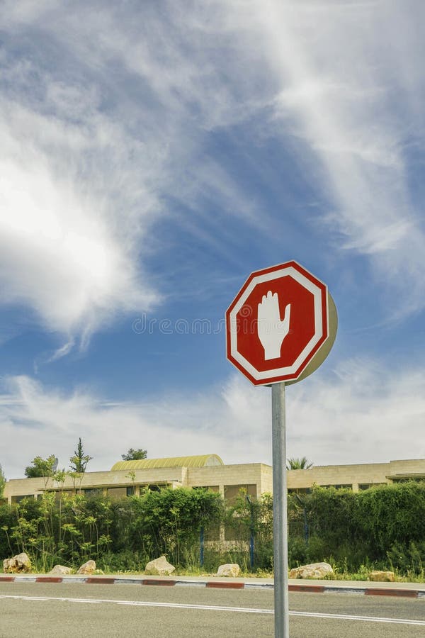 Stop Sign in Israel on Blue Sky Stock Image - Image of warning, control ...